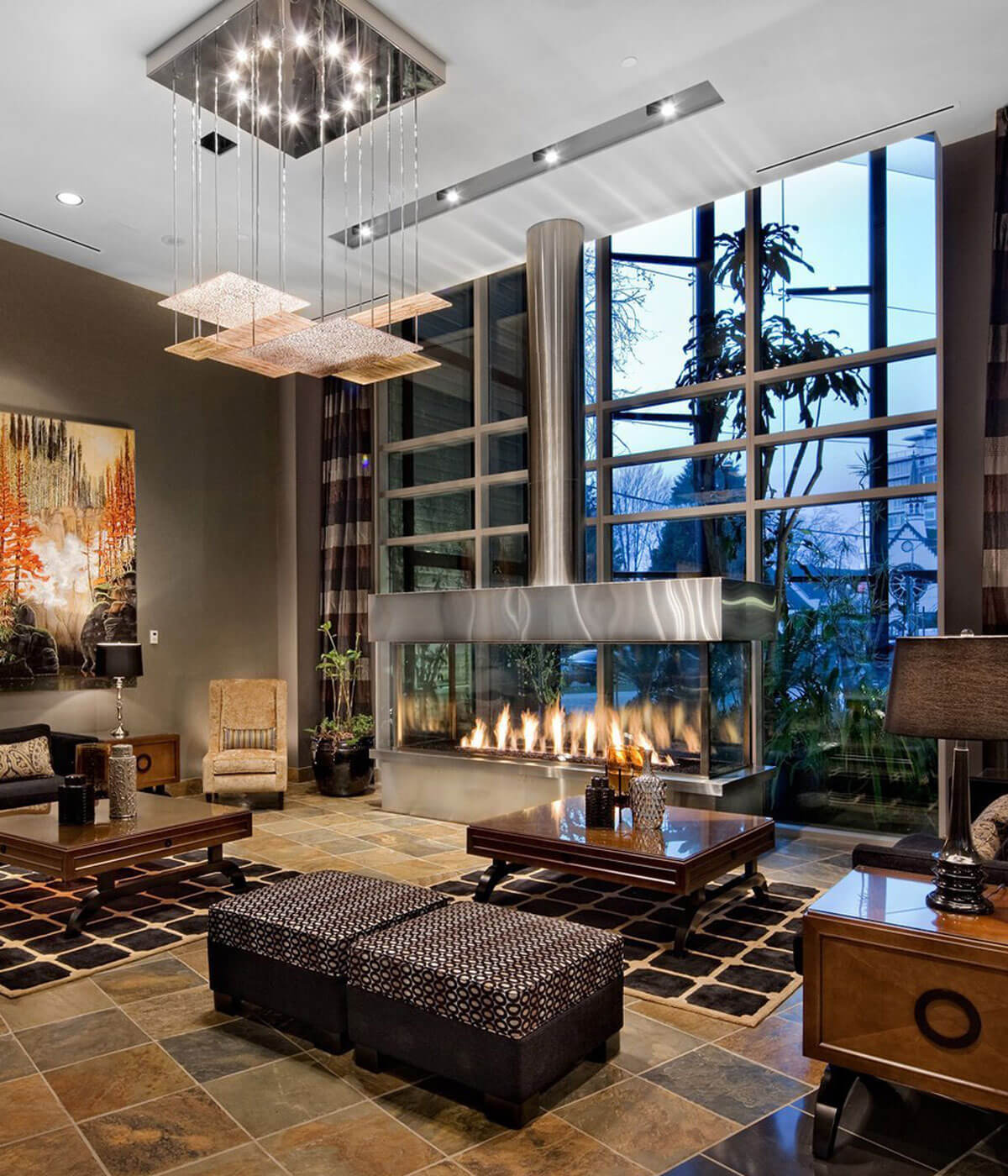 Commercial Grade 360-Degree Four-Sided Gas Fireplace | C4W13